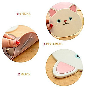 Flowersea998 Set of 6 Cute Cat Cup Coasters Mats Silicone Rubber Faces Insulated Flexible Durable Non Slip Hot Pads for Beverage Drink Beer Wine Glass Tea Home Wedding Registry Gift Idea