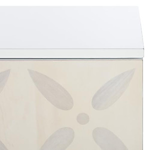 SAFAVIEH Home Collection Faye White Washed 3-Shelf Patterned Entertainment Media Stand up to 60" Flatscreen TV