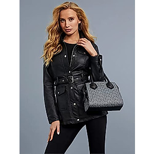 Guess Women's Lock Charm Braided Handles Small Satchel Crossbody Bag Handbag - Sage/Blue