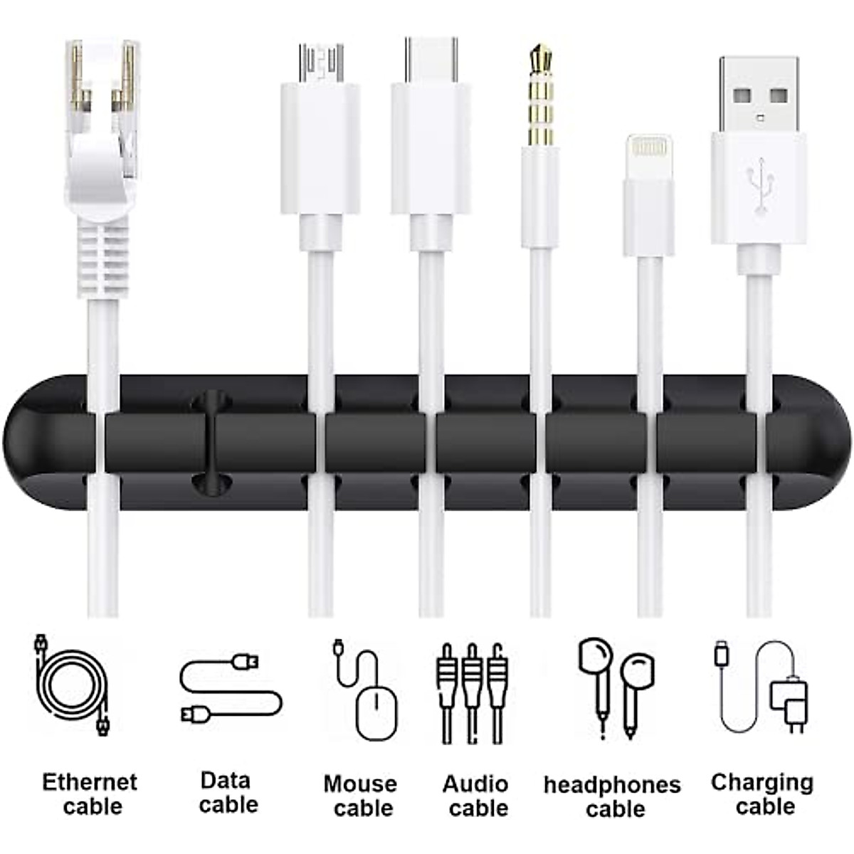 SOULWIT Cable Holder Clips, 3-Pack Cable Management Cord Organizer Clips Silicone Self Adhesive for Desktop USB Charging Cable Nightstand Power Cord Mouse Cable Wire PC Office Home