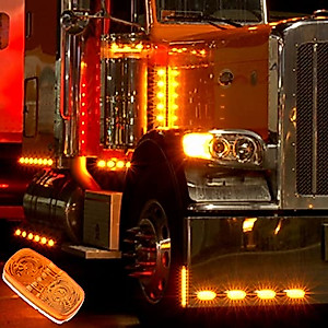 VINAUO Trailer Marker LED Clearance Lights, 14X Double Bullseye 7 Red & 7Amber 12 LED Side Marker Light Indicator 4x2 Inch Tiger Eye Surface Mount Taillights for Vehicles Truck RV Camper