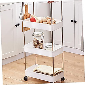 USHOBE Trolley 4 Storage Rack Kitchen Slide Out Cart Bathroom Rolling Cart Storage Rack with Wheels Makeup Rolling Cart Slim Storage Cart Wheel Dolly Cosmetics Organizer Storage Basket