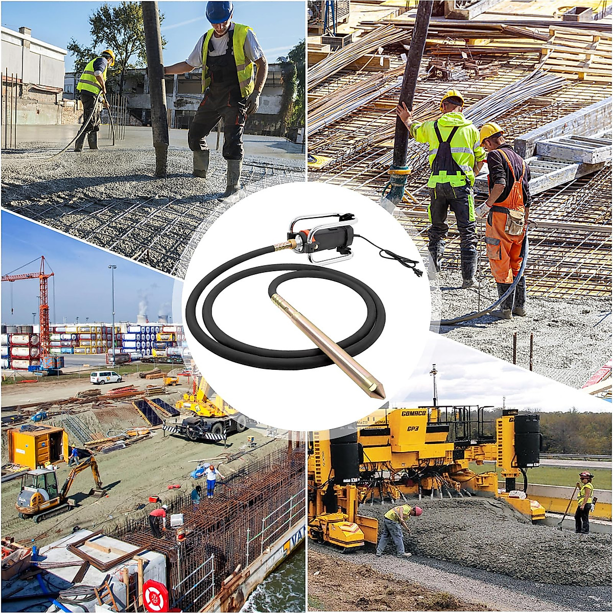 LMYYGOO Electric Concrete Vibrator Handheld, 2HP 1500W 18000RPM Powerful Copper Motor Portable Construction Insertion Cement Concrete Vibrating Tool with 4.5M (14-3/4ft) Long Flexible Shaft