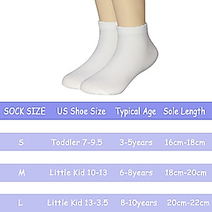 BEAR MUM Kids' Dozen Pack Back to School Low Cut Socks White and Black (10-12 years old, purewhite)