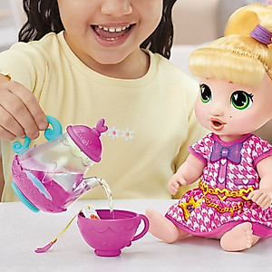 Baby Alive Bubbly Tea Party LaLa GooGoo Doll with Teapot Accessories, Blonde Hair, 11 Inches, Toys for 3 Year Old Girls and Boys & Up