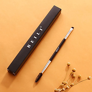 BEILI Duo Eyebrow Brush - Professional Angled Eye Brow Brush and Spoolie Brush