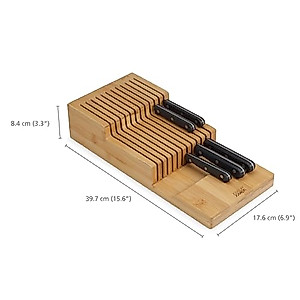 Joseph Joseph DrawerStore Knife Organizer, holds up to 12+ knives, Kitchen Organization & Drawer Storage, Bamboo