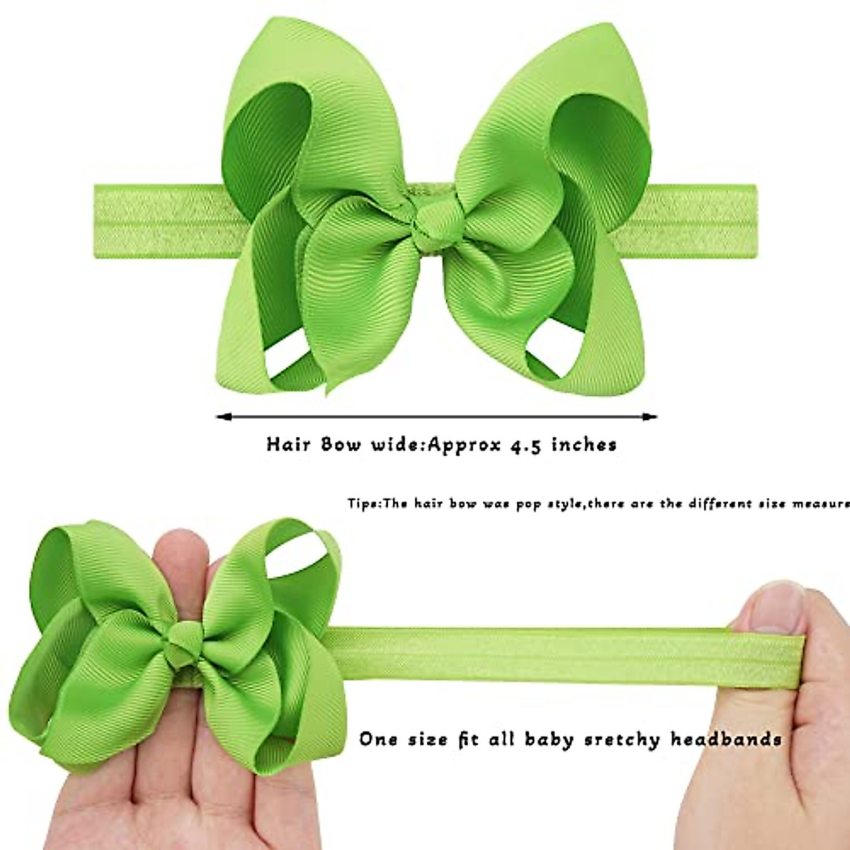 CELLOT Baby Girls Headbands Grosgrain Ribbon 4.5" Hair Bows Headband Big Bow Hair Bands for Toddler Pack of 20