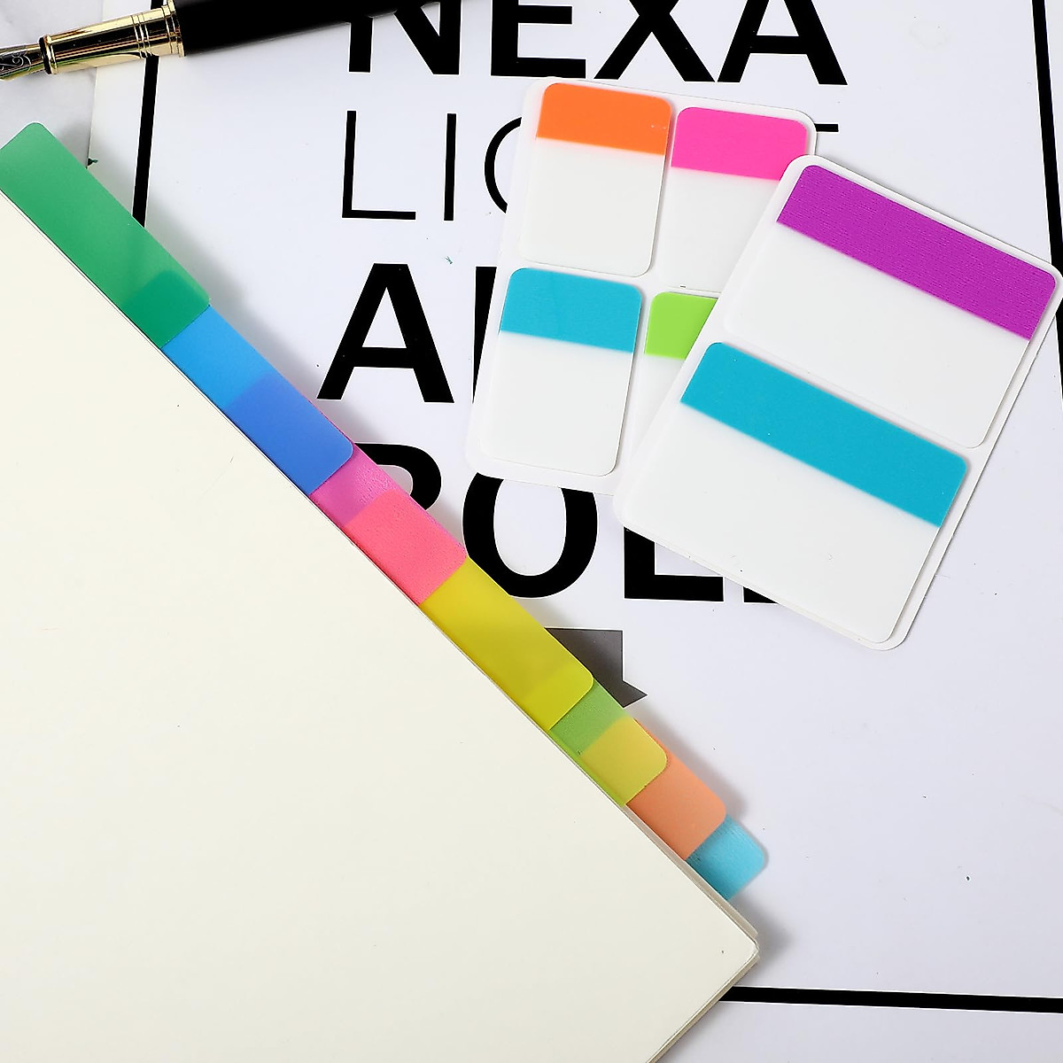 320PCS Sticky Index Tabs Transparent Sticky Notes Colored Page Markers Writable and Repositionable File Tabs Flags Self Adhesive Sticky Notes Tabs for Annotating Books Binders and File Folders