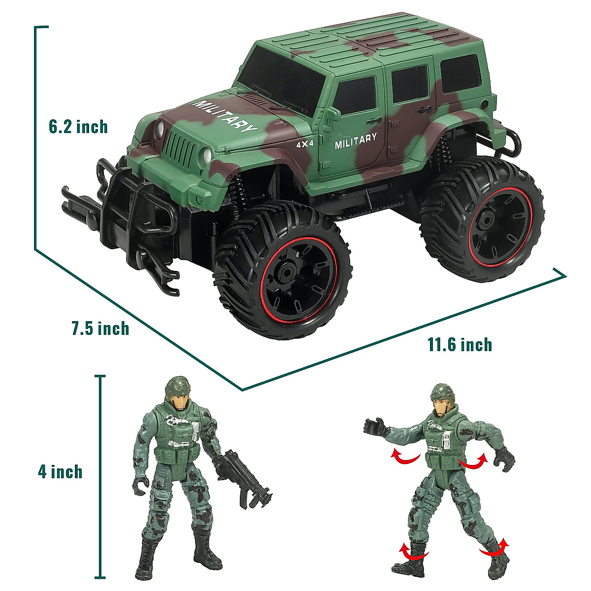 JOYIN Military Remote Control Vehicle Set with Army Action Figure, Off-Road RC Army Car Toys Gifts for Kids Boys Girls