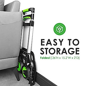 Dolly Cart Extended Handle Folding Hand Truck Dolly by Teprovo, Foldable Hand Cart Height 43.3 in Load 175 lb, Lightweight Foldable Hand Truck for Indoor and Outdoor Transport Moving.