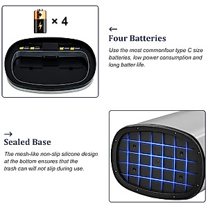 Stainless Steel 13 Gallon Touchless Trash Can with Lid, Automatic Kitchen Smart Motion Sensor Trash Garbage Bin, Anti-Fingerprint Mute Designed Trash Bin for Kitchen Living Room Office (Silver)