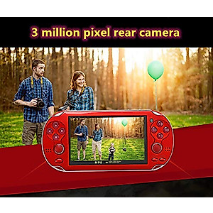 Handheld Portable Game Console，ANXTO Mini Retro Player Built-in Classic Games 4.3 Inch 8G Built-in Free 10000 Games+LCD Screen MP4 Function,Present for Kids and Adult red