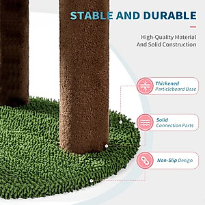 Made4Pets Cactus Cat Tree, Green Cat Tower with Plush Perch for Small Indoor Kittens, Cat Scratcher with 2 Levels Platform for Kitty, Sunflower Scratching Pad and Sisal Post