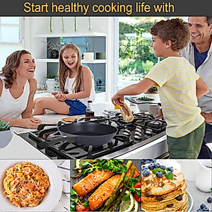 Frying Pan Nonstick Skillet Cookware: Skillet 12-inch Nonstick with Lid Stainless - Non Stick Cooking Frying Pan Induction Compatible - Handle Cool PFOA-Free for Home Camping Kitchen Party Outdoor