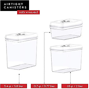 DWËLLZA KITCHEN Airtight Food Storage Containers - Pantry Snacks Kitchen Container, Baking Supplies, 4LB Sugar & Flour Canister - 4 Pc Set All Same Size - Clear Plastic BPA-Free - Keeps Fresh & Dry