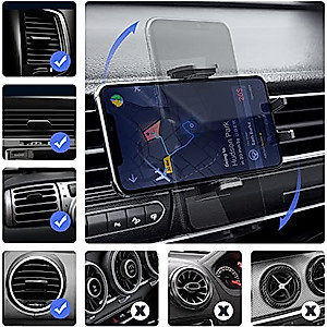 Car Phone Mount, [Thick Case & Big Phones Friendly] Air Vent Long Arm Suction Cup Phone Holder for Car Dashboard Windshield Universal Cell Phone Holder Compatible with All Mobile Phones