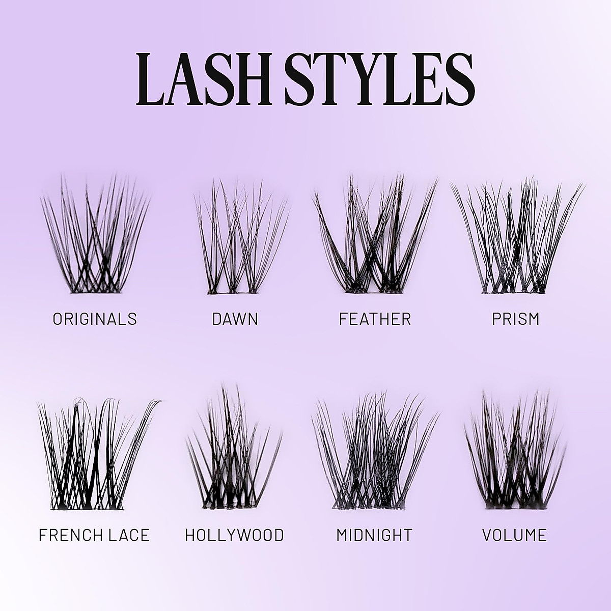 Lilac St - Feather Natural Faux Eyelash Clusters (16mm) - Cat Eye Look - DIY Lash Extension Wisps - Lightweight & Lifelike - Lasts 10 Days - Cruelty Free, Vegan, Women Founded - 10 Lashes