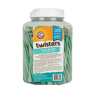 Arm & Hammer for Pets Twisters Fresh Breath Dental Treats for Dogs, Value Pack, 57 Pieces | Dental Dog Chews Fight Bad Doggie Breath, Plaque & Tartar Without Brushing