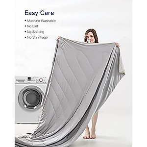 Kivik Cooling Comforter Queen, Cooling Down Alternative Duvet for Hot Sleepers, Soft Summer Duvet Insert for Night Sweats, Cool & Breathable Blanket, Grey 90x90 Inches