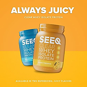 SEEQ Clear Whey Isolate Protein Powder, 22g Protein, Zero Lactose, Zero Sugar for Teens, Men, and Women, Healthy Juicy Protein with 25 Servings (Mango Pineapple)