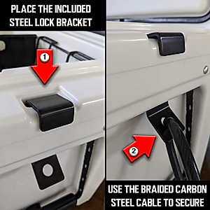 Cable Lock and Bracket in One! Compatible with Yeti & RTIC Coolers - Designed for Medium to Large Sized Yeti & Rtic Coolers (Does Not Fit Roadie) and Other Outdoor Equipment Such As Your Bike or Kayak