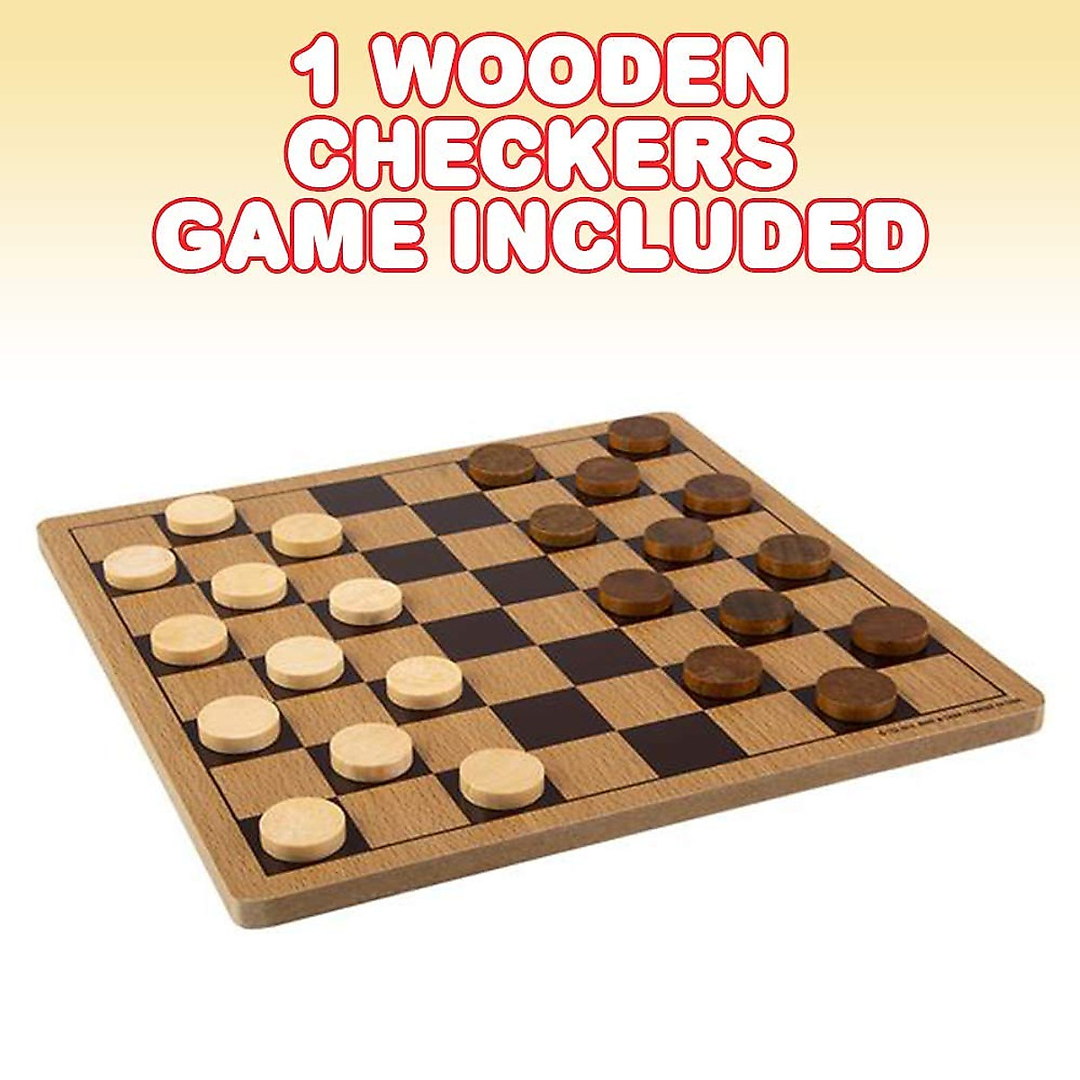 Gamie Wooden Checkers Board Game, Wood Family Board Game for Game Night, Indoor Fun and Parties, Develops Logical Thinking and Strategy, Best Gift Idea for Kids
