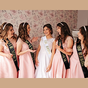 LEIFIDE 10 Pack Bride Sash and Bridesmaid Sash Set Bachelorette Party Sashes Bridal Shower Decorations Bride Gifts Team Sash for Bride Bridesmaids Maid of Honor Party Supplies (Black, White)