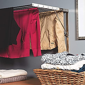 brightmaison Wall Mount Clothes Drying Rack & Laundry Room Organizer, 6.5 Yards Drying Capacity Stainless Steel Silver Set of 2 Laundry Rack