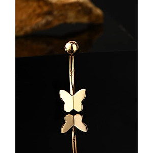 Jewseen 14K Gold Belly Button Rings for Women Butterfly Belly Rings Navel Piercing Jewelry Belly Piercing Body Piercing Jewelry