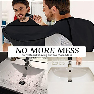 Beard Bib Apron for Men Christmas Gift - Beard Catcher for Shaving & Trimming, 2 Adjustable Neck Straps Beard Cape Grooming Cloth with 4 Suction Cups Beard Bib Apron for Men Father