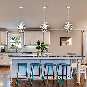 Small Crystal Chandelier for Bedroom, 90% Pre-Assembled 1 Light White Chandelier, Mini Acrylic Crystal Ceiling Light Fixture Charming for Girls Room, Closet, Bathroom, Entryway, Dining Room