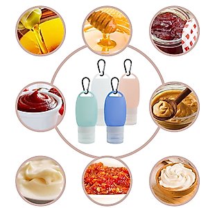 TACYKIBD 4Pcs Squeeze Salad Dressing Bottles, Portable Sauce Condiment Bottles with 2 Cleaning Brush and Food Storage Condiment Bottles with Keychain, Leakproof Dressing to Go for Lunch (1.4oz, 40ML)