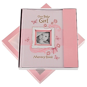 Christian Art Gifts Girl Baby Book of Memories Pink Keepsake Photo Album | Our Baby Girl Memory Book | Baby Book with Bible Verses, The First Year