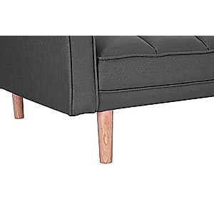 LCH Modern Tuft Futon Couch Convertible Loveseat Sleeper Reclining Sofa Bed Twin Size with Arms and 2 Pillows for Living Room, Dark Grey