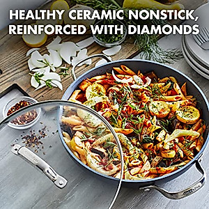 GreenPan Valencia Pro Hard Anodized Healthy Ceramic Nonstick 11" Everyday Frying Pan Skillet with 2 Handles and Lid, PFAS-Free, Induction, Dishwasher Safe, Oven Safe, Gray