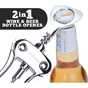 WineOp Professional Winged Wine Bottle Opener Corkscrew Beer Bottle Opener | Premium Wing Wine Opener Cork Screw for Home Kitchen Restaurant Bar Waiters Bartenders Multifunctional Easy Use Cork Opener