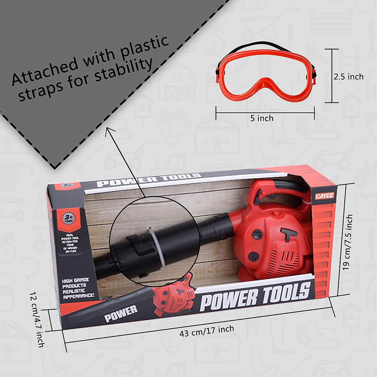 SGQCAR Pretend Play Kids Leaf Blower Toy Tool Garden Set,Outside Construction Work Shop Toy Tool Leaf Blower for Kids That Blows Air with Realistic Sounds and Wind Gift for Boys and Girls