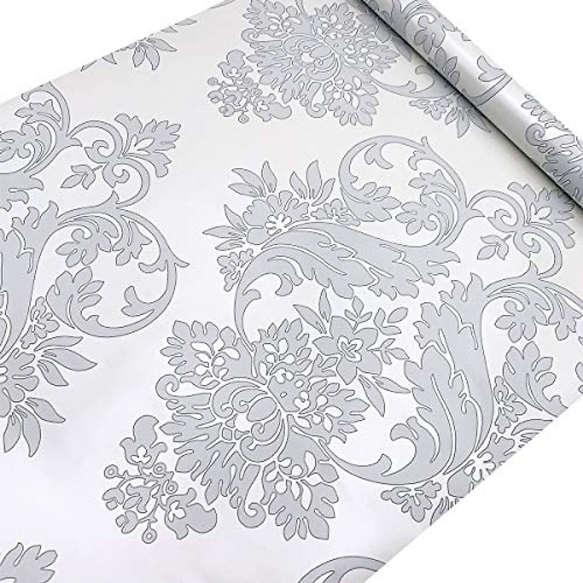 Yifely Grey Floral Shelving Paper Self Adhesive Shelf Liner Dresser Drawer Sticker 17.7 Inch by 9.8 Feet