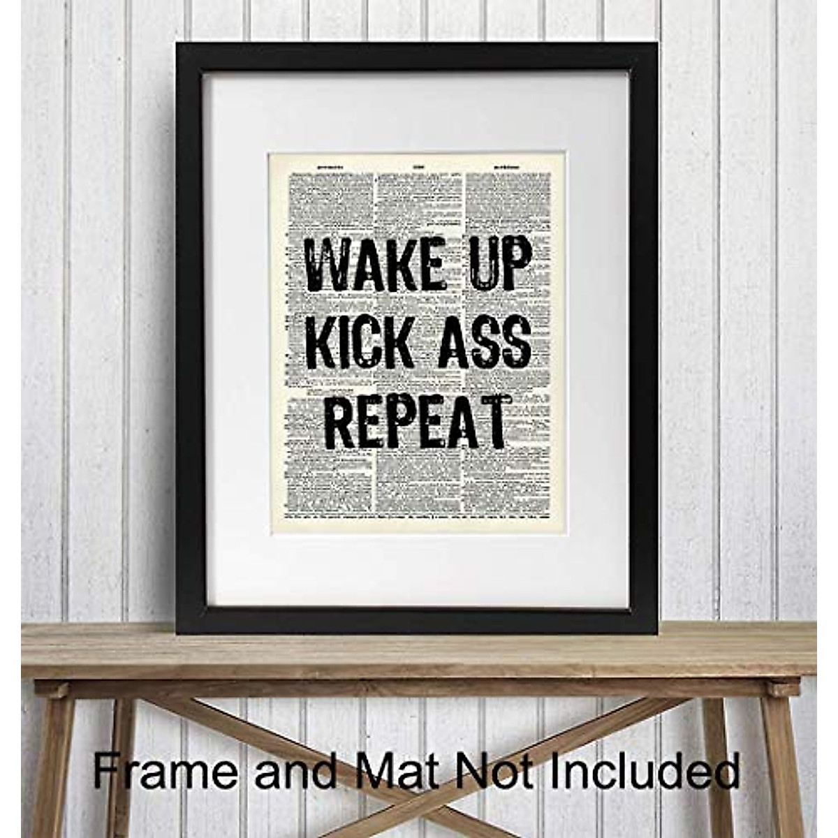Motivational Wake Up Dictionary Art, Wall Decor Picture - 8x10 Upcycled Home Decoration Poster Print for Office, Apartment, Living Room, Gym, Studio - Inspirational Gift for Entrepreneur, Athlete