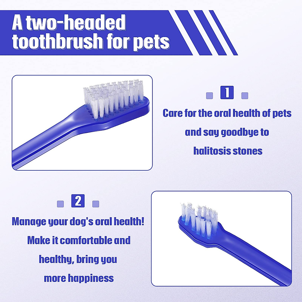 100 Pieces Dog Toothbrush Kit Set Double-Headed Toothbrush Long Handle Tooth Brush Soft Bristle Pet Tooth Brush for Small Medium Large Pet Cat Teeth Cleaning Set