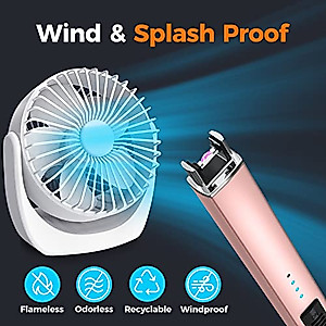 Bswalf Lighter Candle Lighter, Electric Lighter USB Rechargeable Lighters Have Triple Safety and LED Battery Display, Windproof Flameless Plasma Arc Lighter for Candle Camping Grill (Rose Gold)