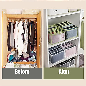 Upgraded Wardrobe Clothes Organizer, TIGARI Drawer Organizers for Clothing, Soft Organizer Clothes, Storage for Folded Jeans, Divided Clothes Organizer for Jeans Pants T-Shirts Underwear (9 Grids)