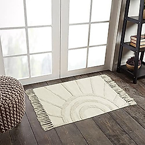 OJIA Boho Bathroom Rug 2' X 3', Tufted Sun Rug Small Rugs with Tassels Farmhouse Cotton Woven Washable Accent Throw Rug Tribal Area Rugs for Entryway Bedroom Laundry Living Room Kitchen
