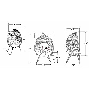 Linon Cloyd Metal Indoor Outdoor Round Chair in Black