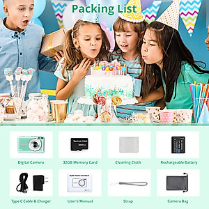 Digital Camera 1080P 44MP Digital Cameras, Digital Point and Shoot Camera for Kids with 16X Zoom, Anti-Shake, Compact Small Travel Camera for Beginner Children Boys Girls Teens Gift