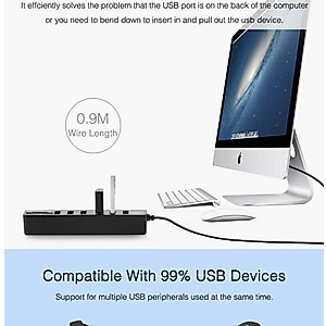 Fansipro 5V USB Hub 2.0-multiplexer High-Speed 6-Port for TF/SD Card Adapter, Black