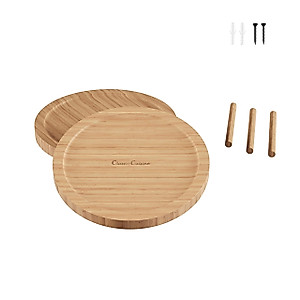 Classic Cuisine Lazy Susan – All-Natural Bamboo Round Two Tier Turntable Kitchen, Pantry and Vanity Organizer and Display with 10 Inch Diameter