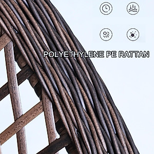 HARELA Outdoor Rocking Chair, Rattan Rocker Padded Cushion Recliner, Indoor & Outdoor Front Porch Rocking Chair, Patio Rocker Recliner Chair for Balcony Front Porch Garden Living Room