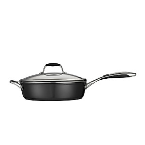 Tramontina Deluxe Covered Deep Skillet Aluminum 11-inch, Metallic Black, 80110/021DS